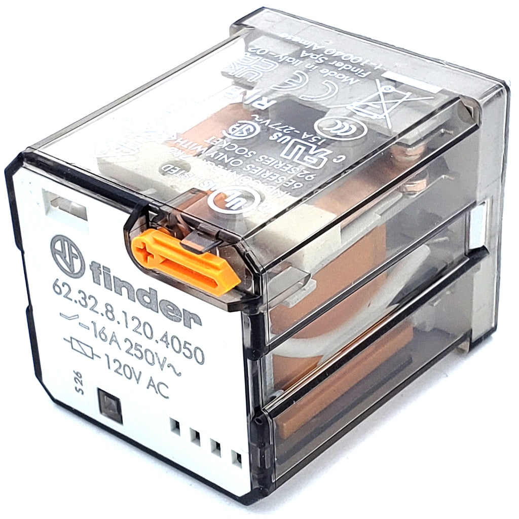 DPDT 120V AC Coil - 16A 250V AC Contacts - Power Relay - Finder 62.32.