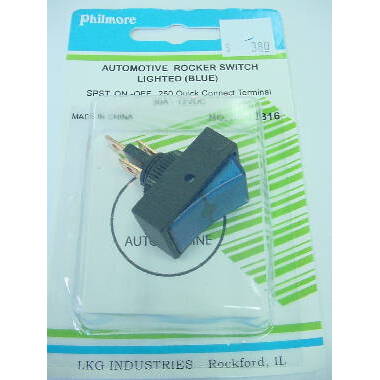 Philmore 30-12316 - SPST Illuminated Rocker Switch Blue 30A