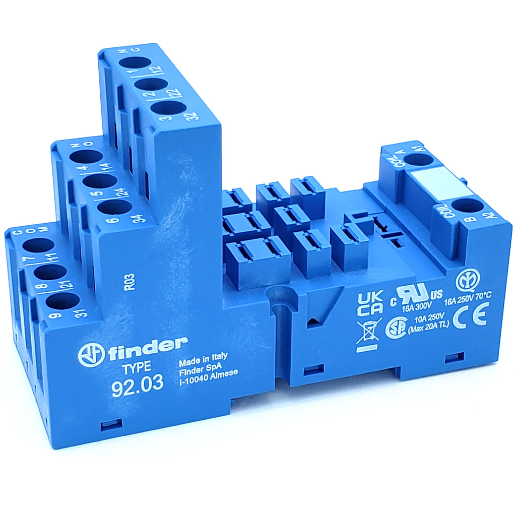 DPDT - Power Relay Socket - Finder 92.03 - DIN Rail - 11 Pin