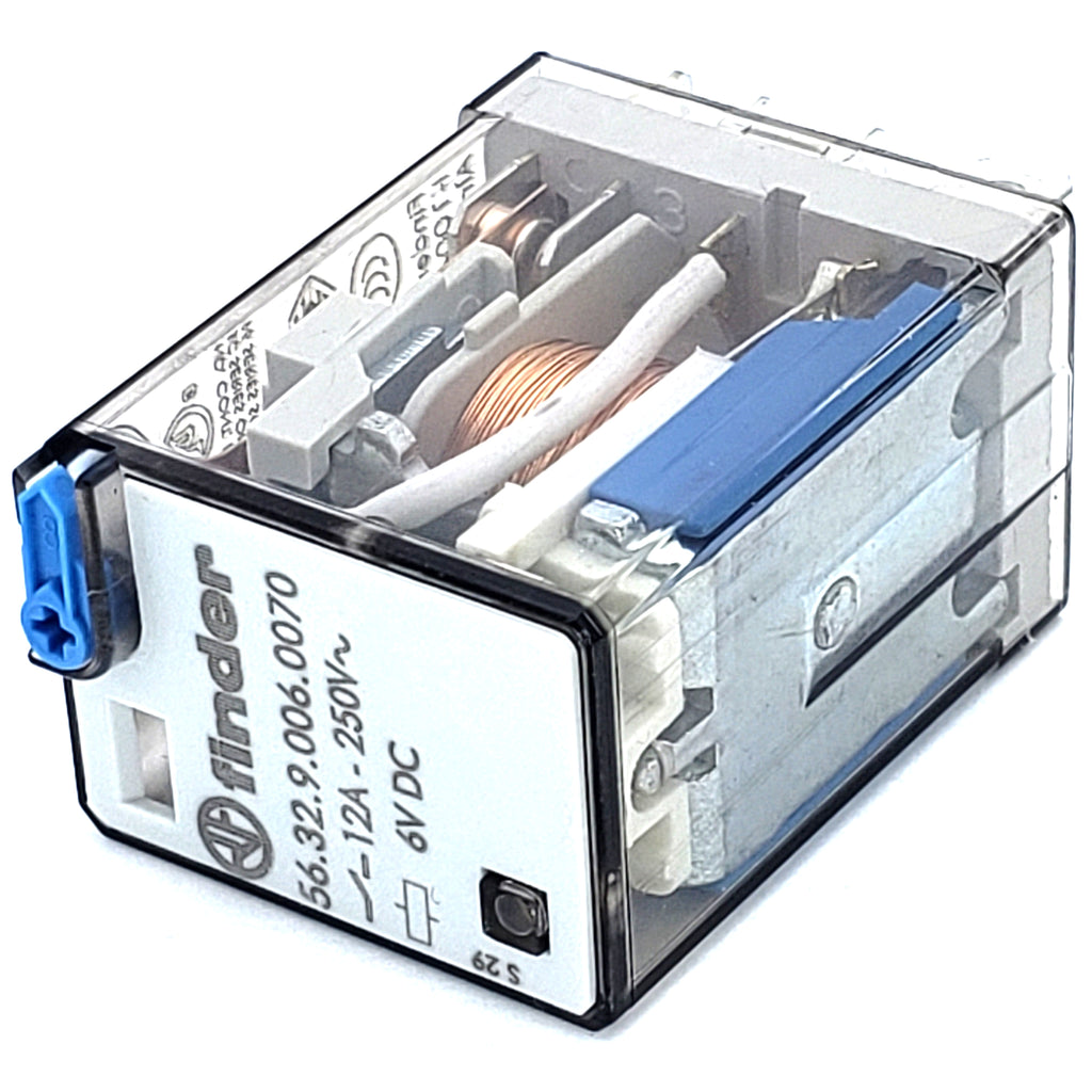 DPDT 6V DC Coil - 12A 250V AC Contacts - Power Relay - Finder 56.32.9.