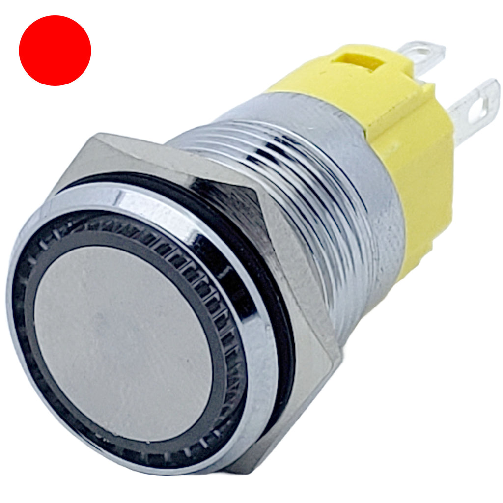 Waterproof Metal Latching Push Button Switch with Red LED Indicator