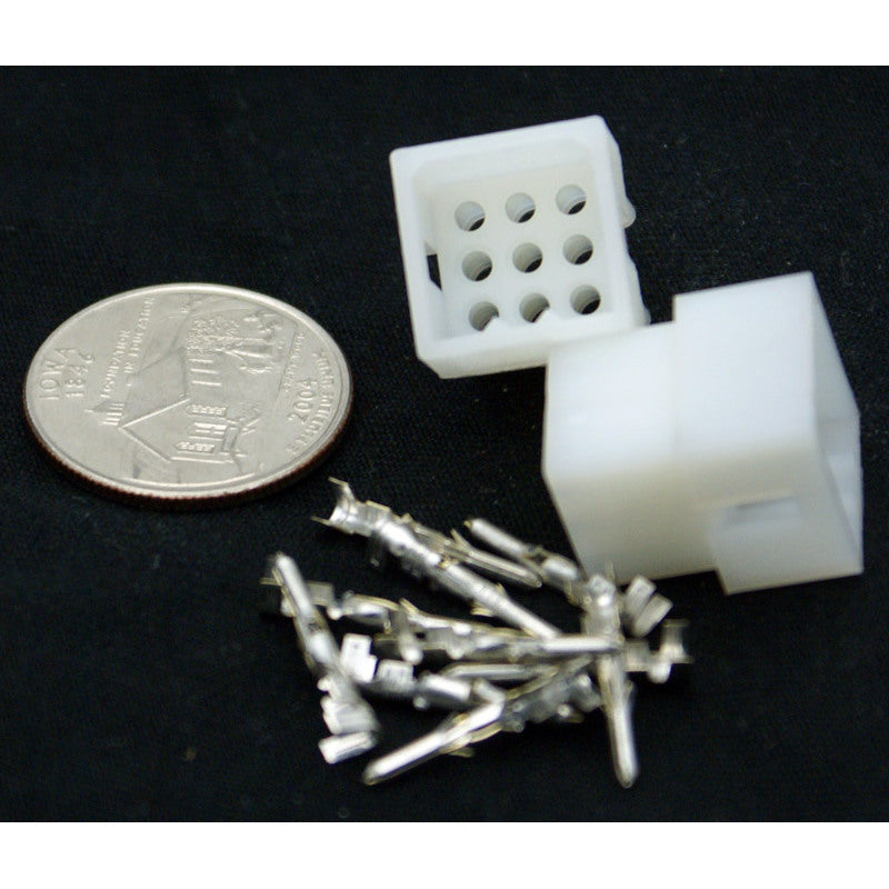 9 Pin (3x3) Molex .062 Male Plug Connector w/Pins 03-06-2092