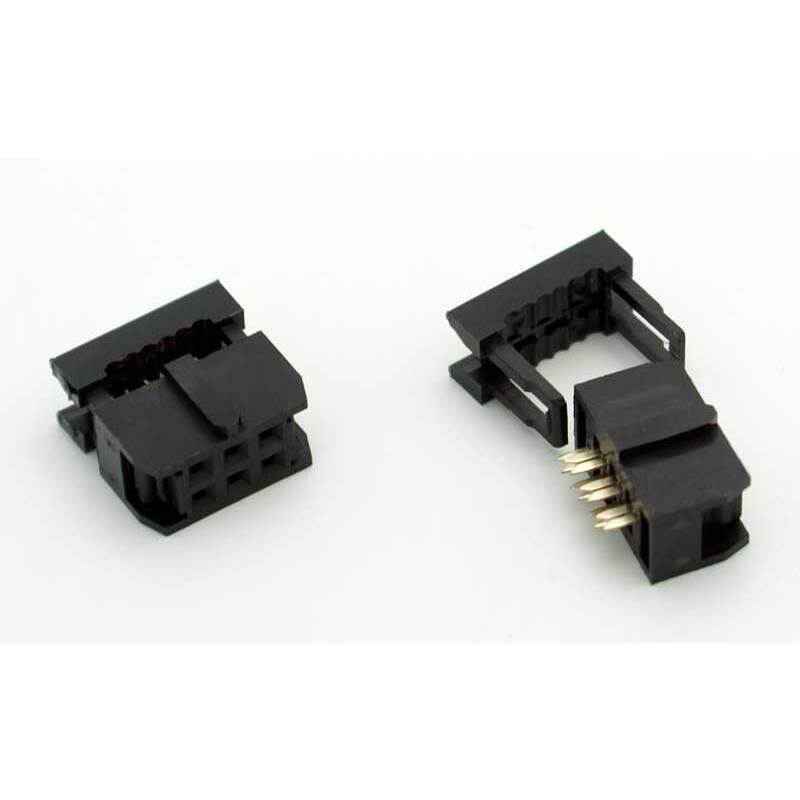 6 Pin IDC Female Socket Connector 0.1" (Keyed)