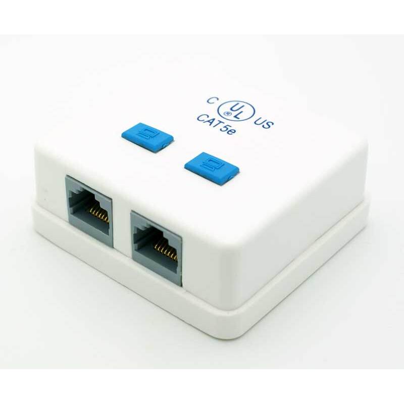 RJ-45 / CAT-5e Surface Mount Jack w/Box - 2 Port