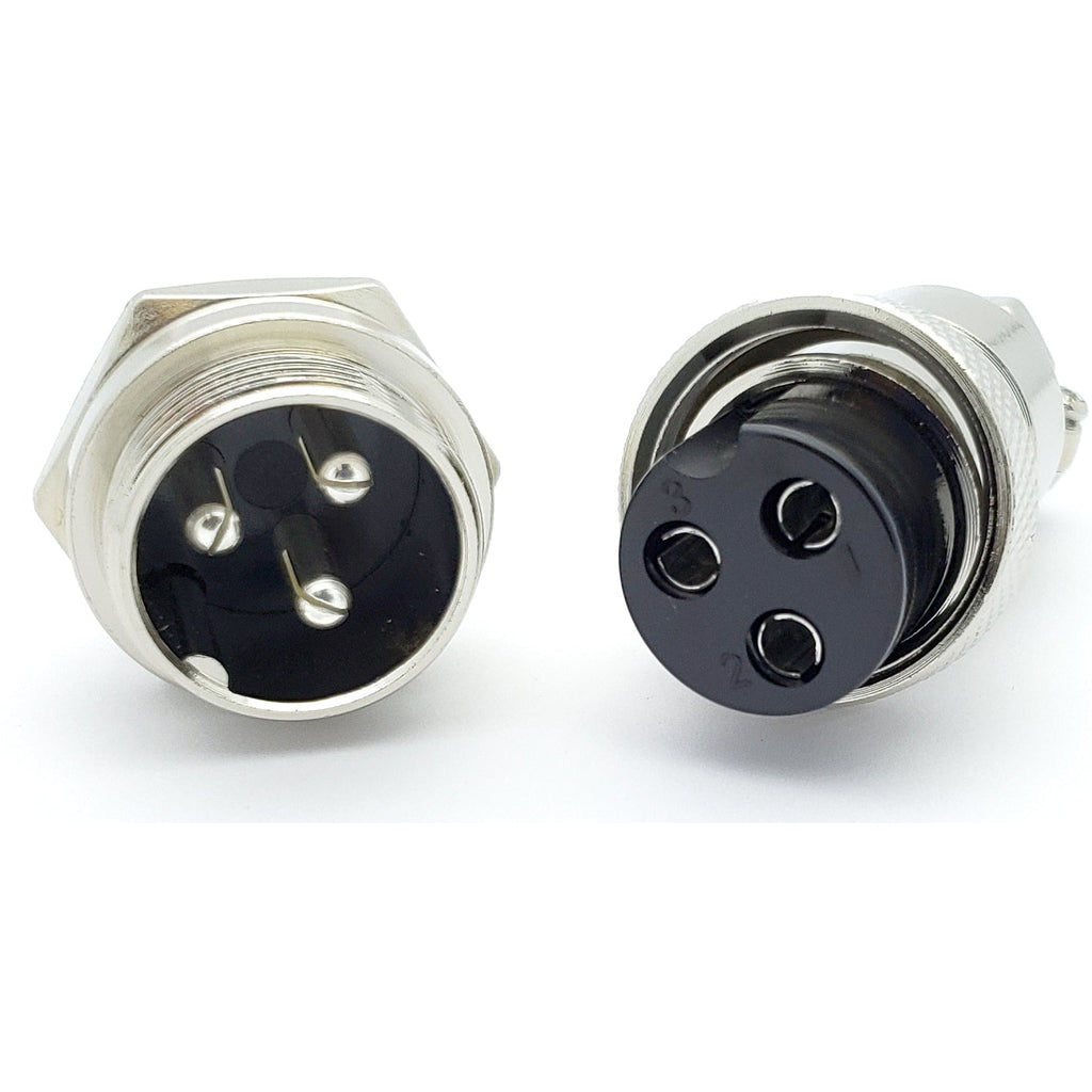 3 Pin Mic Connector Male/Female Pair - Large - 7A 250V GX20